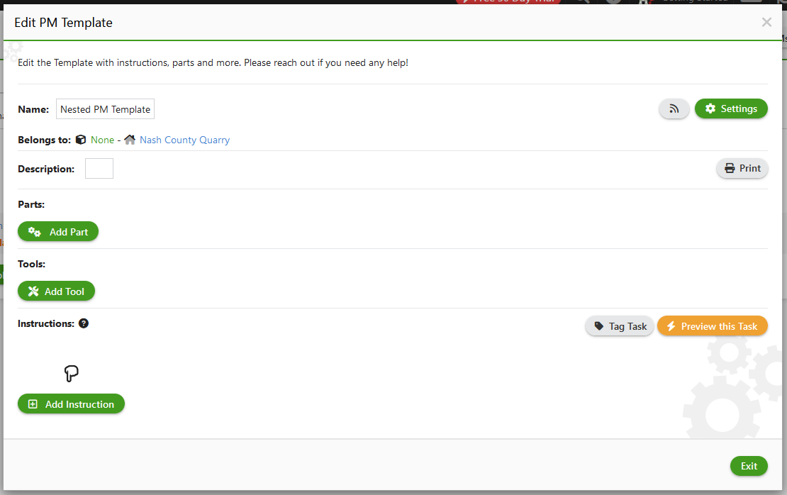 Nested preventive maintenance functionality: meaning and use cases